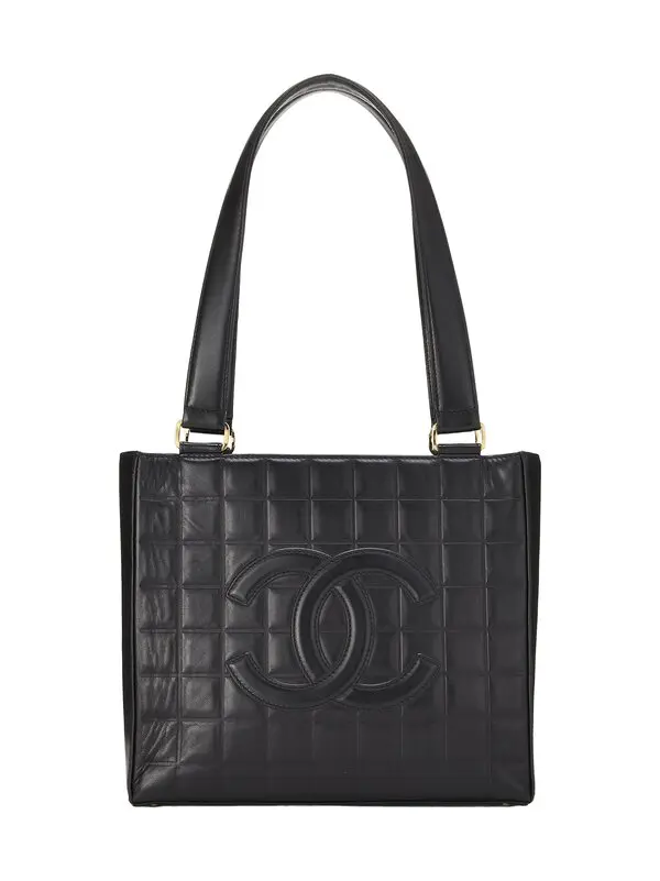 Chanel Quilted Calfskin Chocolate Bar Tote - Black