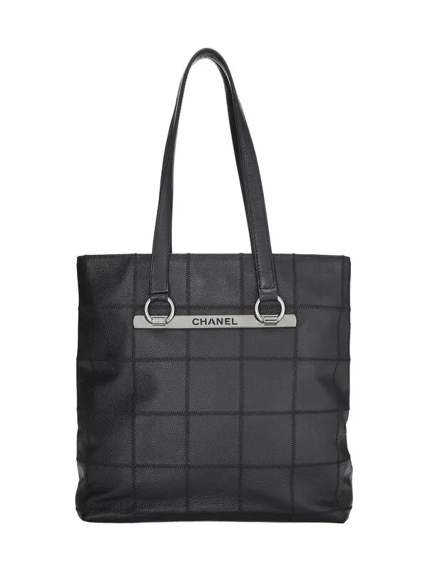 Chanel Quilted Calfskin Chocolate Bar Tote - Black
