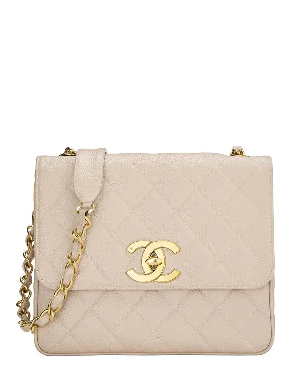 Chanel Quilted Caviar Square Flap - Beige