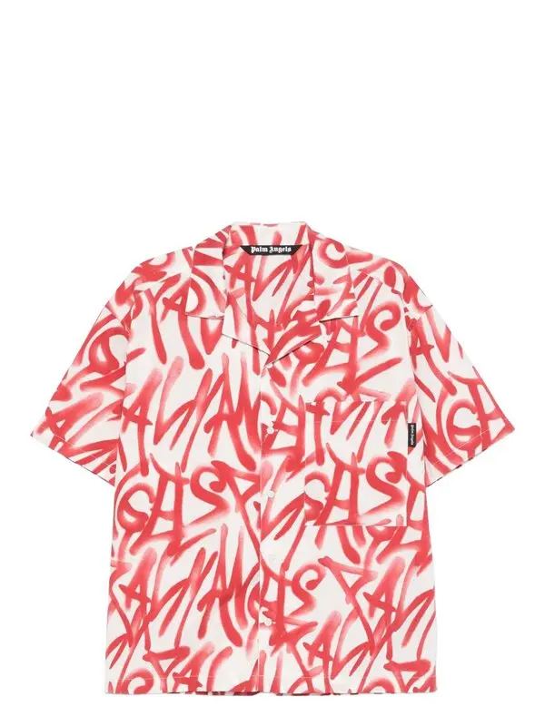 Palm Angels Graffiti-print Shirt - White