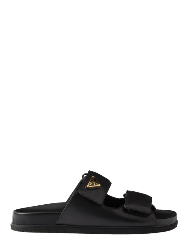 Prada Touch-strap Leather Sandals - Black