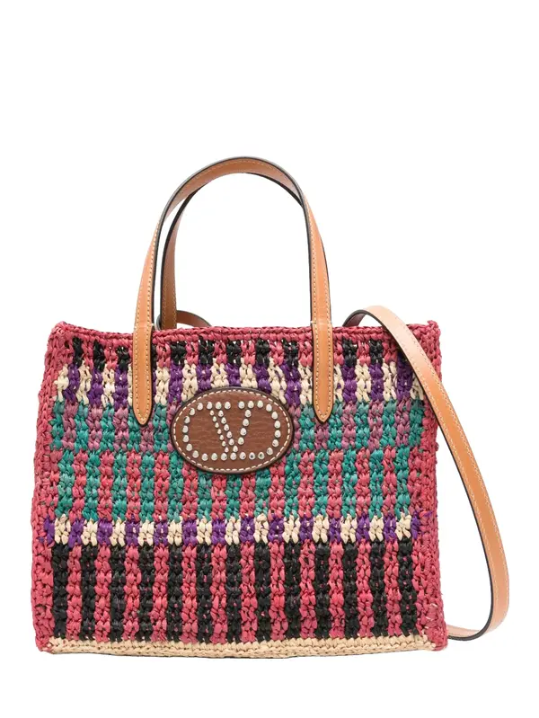Valentino Garavani Vlogo Raffia Tote - Pink