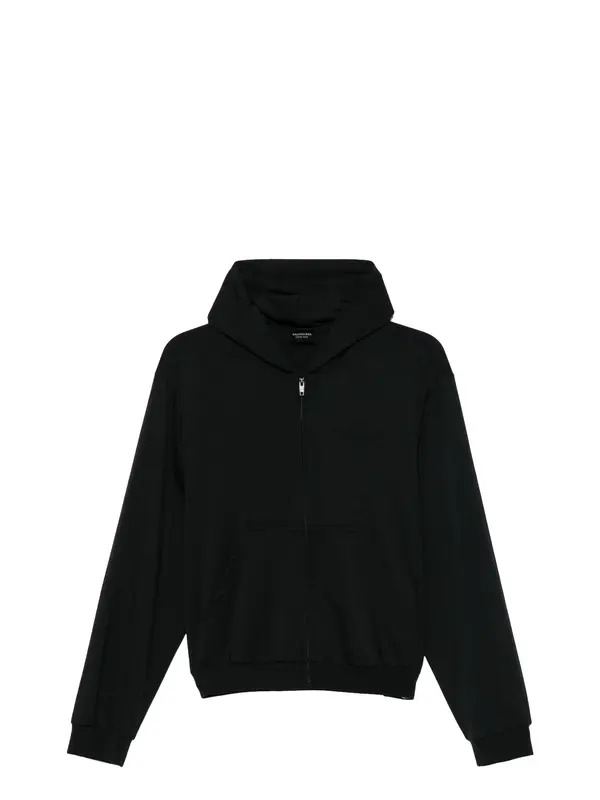 Balenciaga Logo-embroidered Hoodie - Black