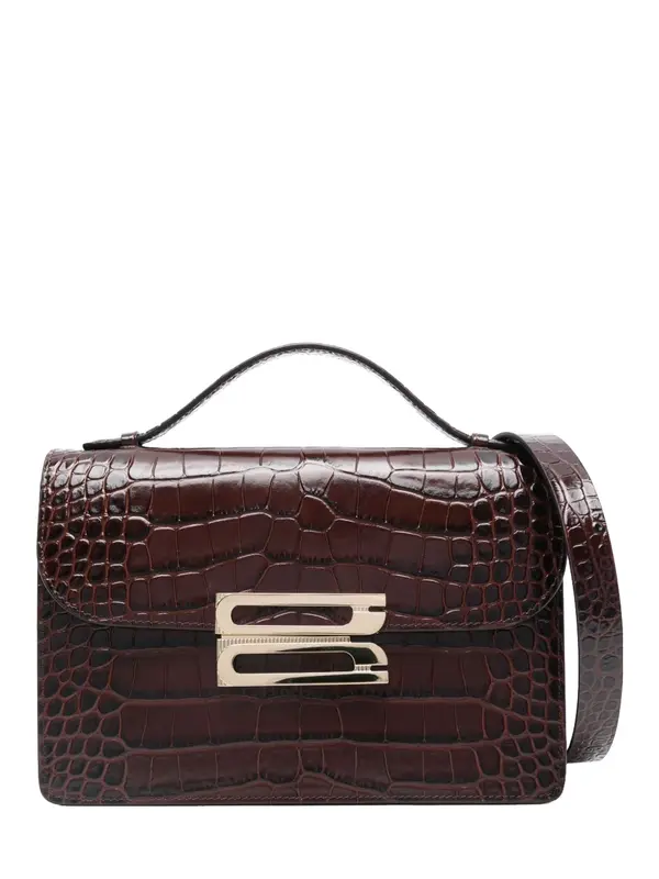 Victoria Beckham Embossed Crocodile Shoulder Bag - Brown