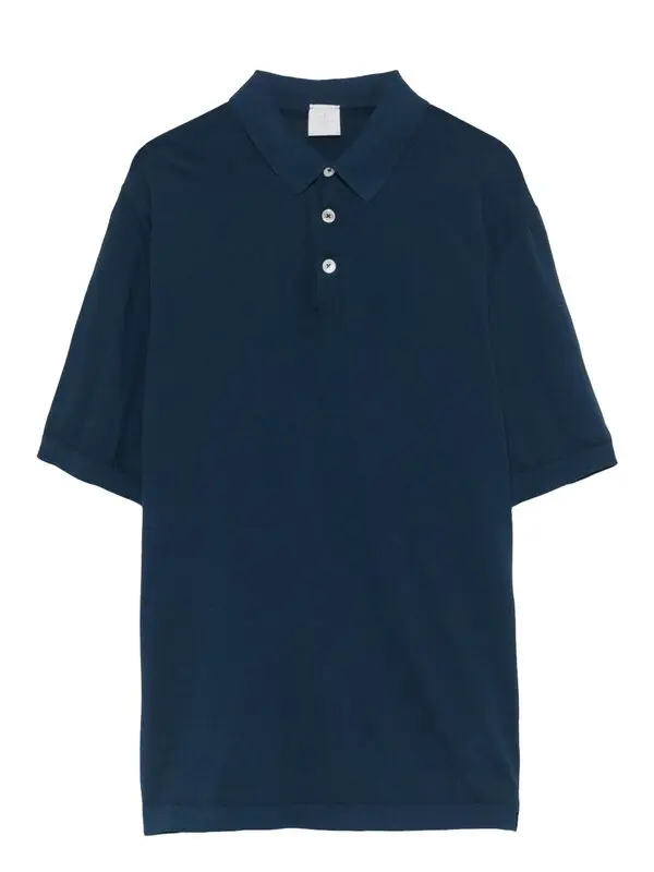 Eleventy Fine-knit Polo Shirt - Blue