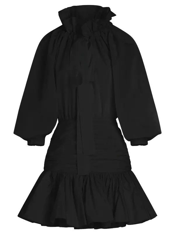 Patou Volume Sleeve Mini Dress - Black