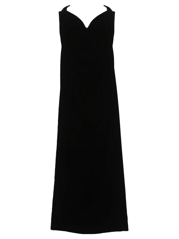 MUGLER Strapless Velvet Maxi Dress - Black