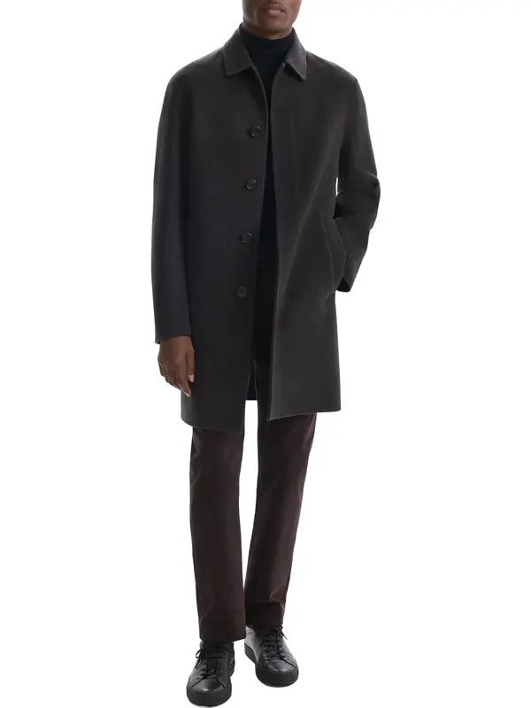 Theory Car Coat In Double-face Wool-cashmere - Hickory Melange