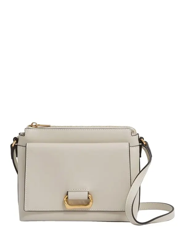 REISS Moya Leather Crossbody Bag - Off White