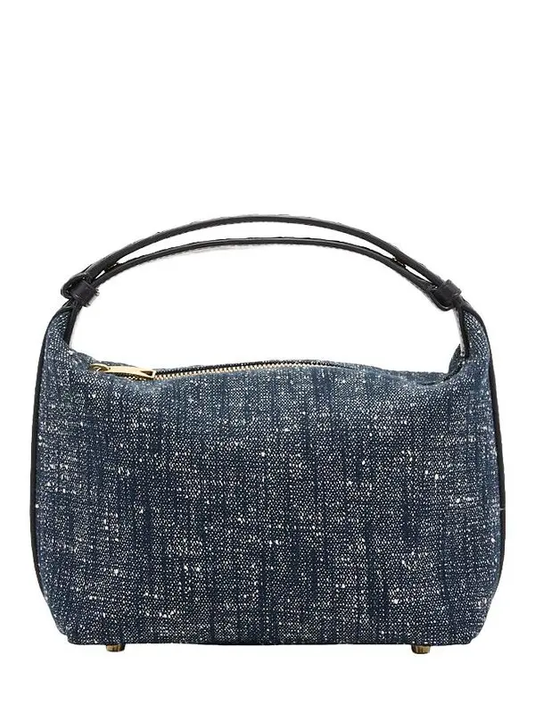Bottega Veneta Wallace Denim Shoulder Bag - Navy White/space