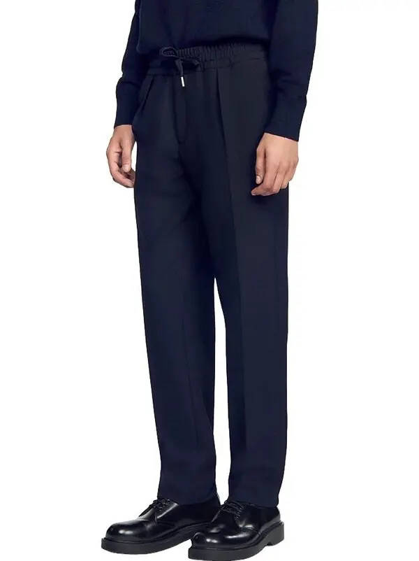 Sandro Straight Leg Drawstring Trousers - Black