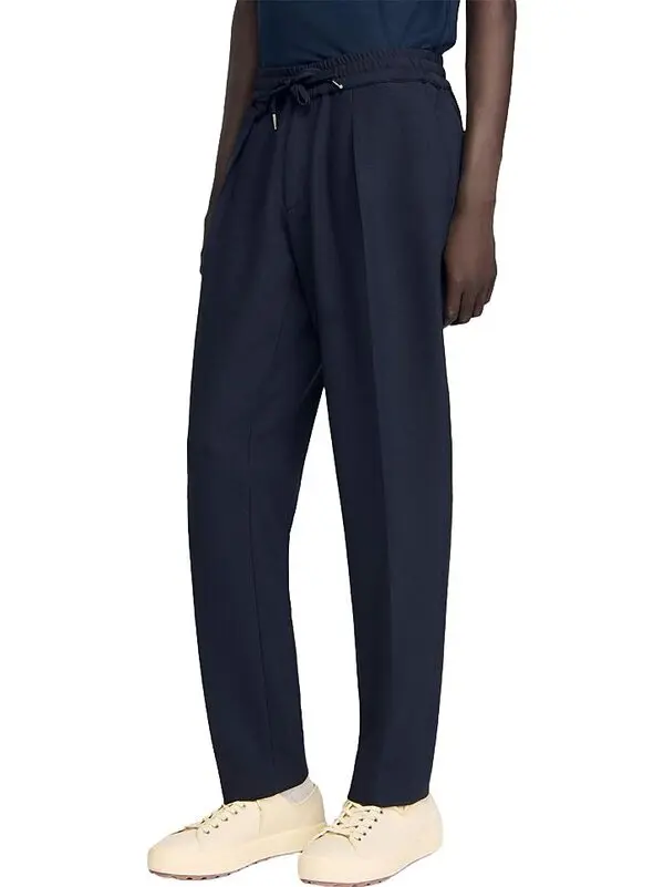 Sandro Straight Leg Drawstring Trousers - Navy Blue