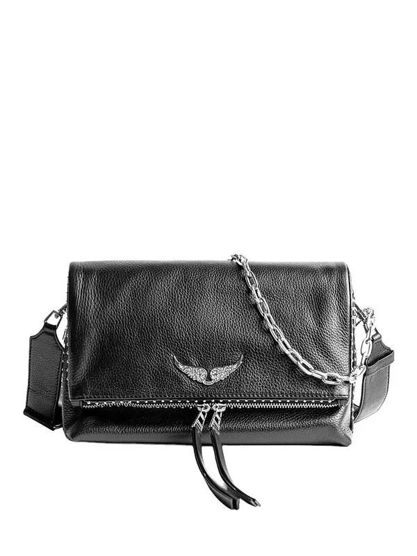 Zadig&Voltaire Rocky Studded Leather Shoulder Bag - Noir