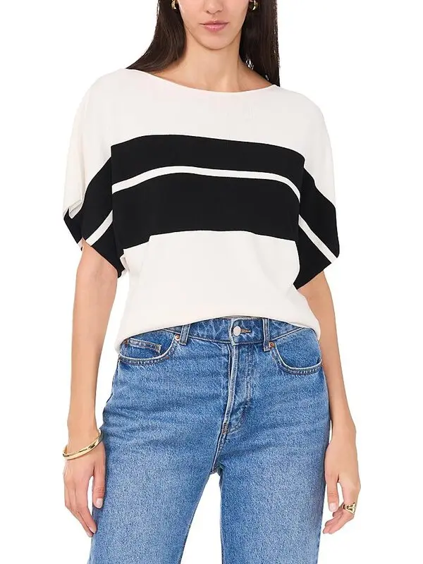 Vince Camuto Boat Neck Top - Anqitue White