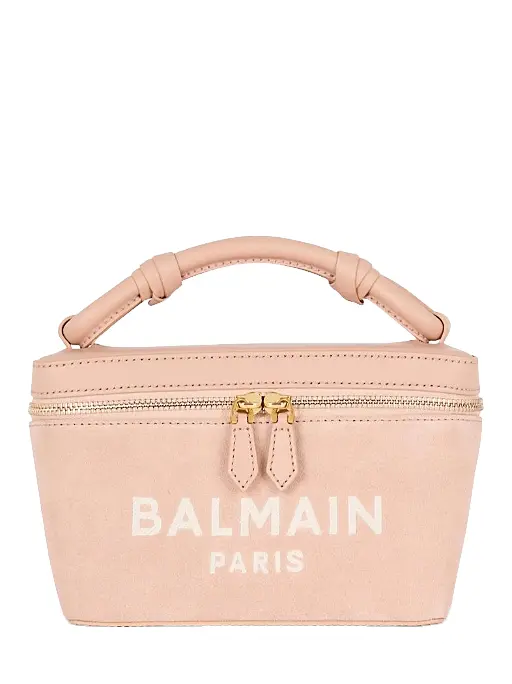 Balmain B-army Vanity Case In Leather - Beige