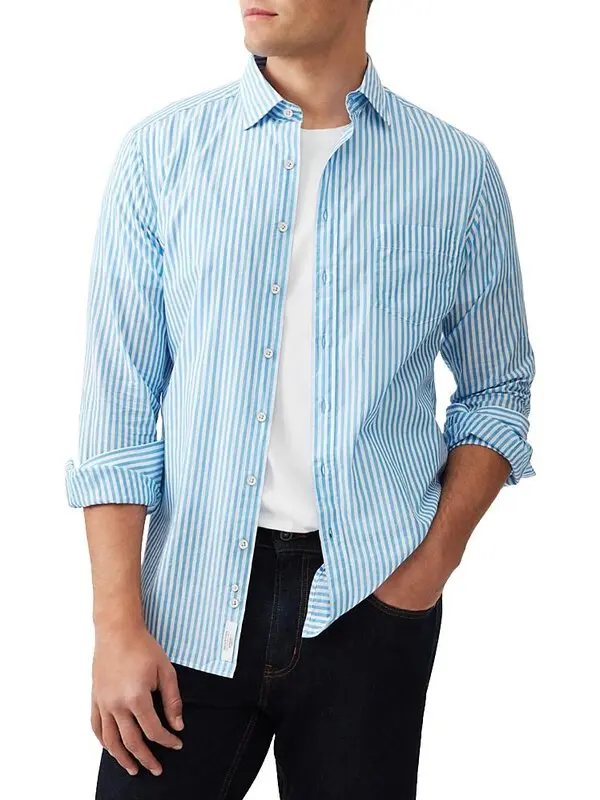 Rodd & Gunn Ferry Land Slim Fit Striped Shirt - Azure