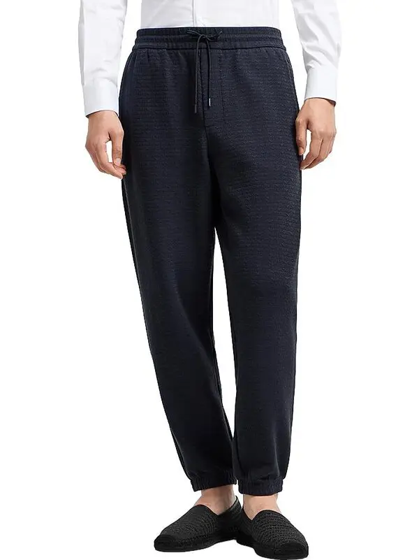 Emporio Armani Jacquard Logo Jogger Pants - Navy Blue