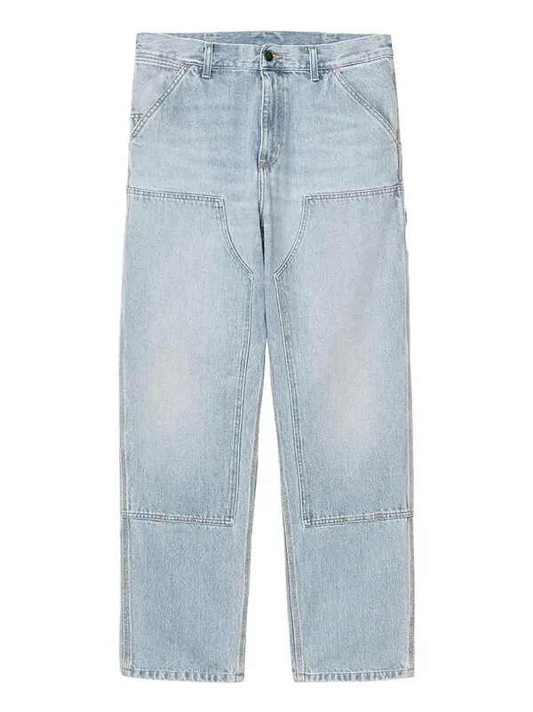 Carhartt Work In Progress Double Knee Relaxed Straight Fit Jeans - Blue (worn Bleached)
