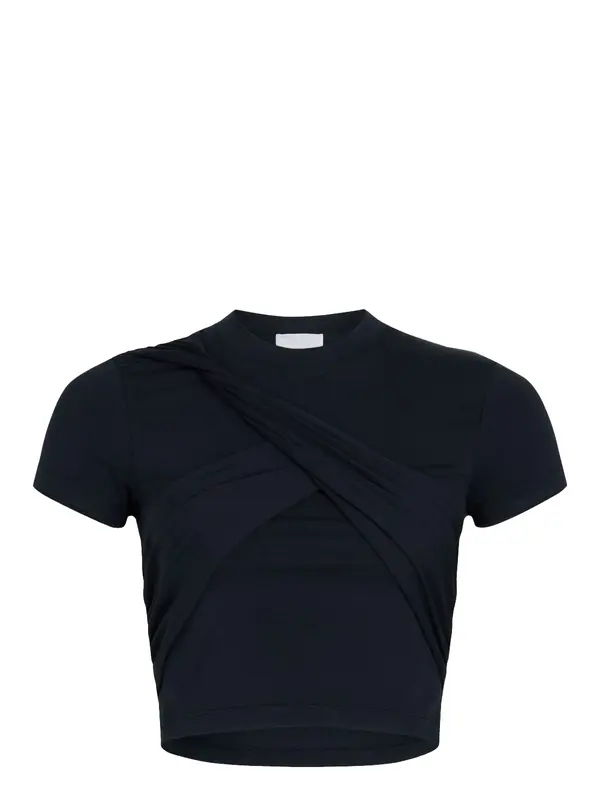 Patou Draped Cropped T-shirt - Blue