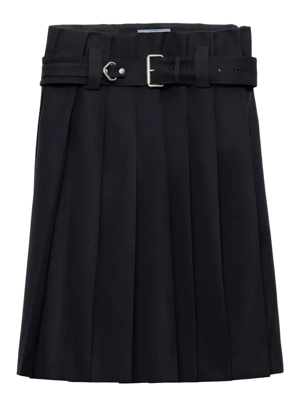 Prada Belted Pleated Skirt - Blue