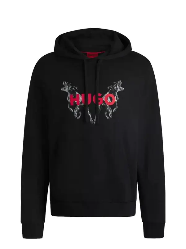 Hugo Logo-print Hoodie - Black