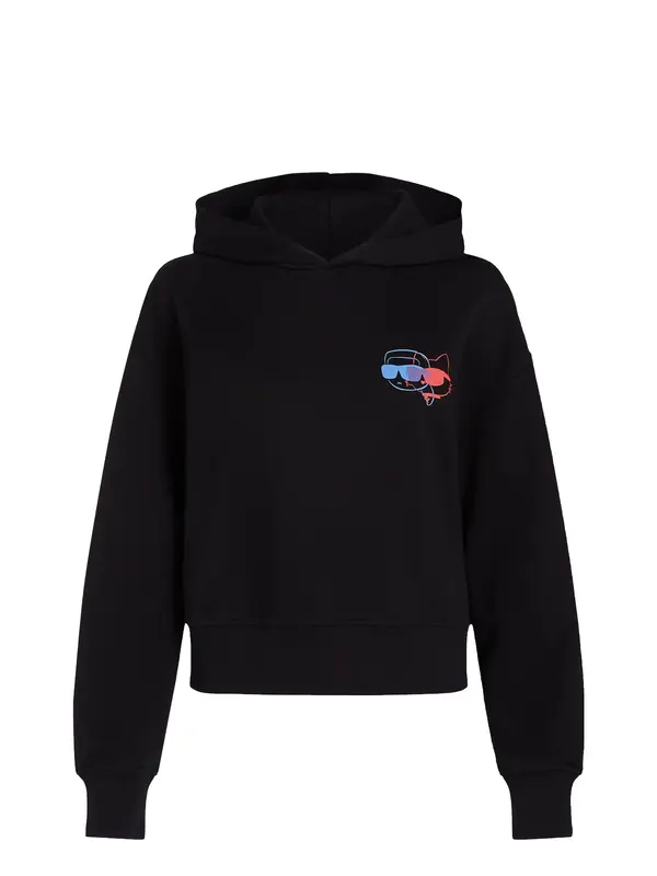 Karl Lagerfeld Ikon Color-pop Cropped Hoodie - Black