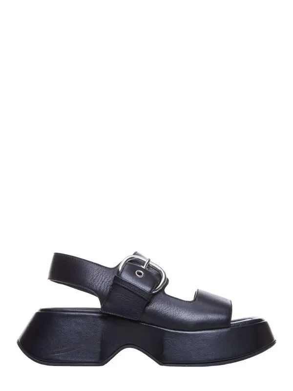 VIC MATIE 40mm Leather Platform Sandals - Black