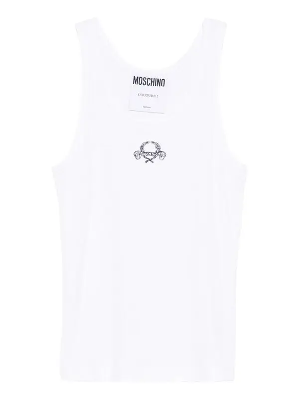 Moschino Logo-embroidered Tank Top - White