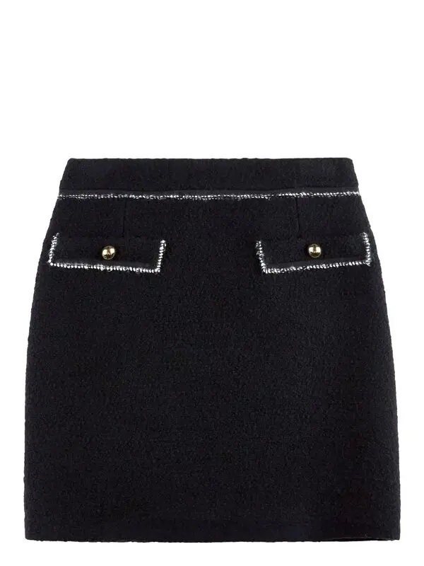 FAY Bouclé A-line Mini Skirt - Black
