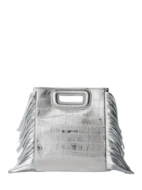 Maje Mini M Bag With Chain - Silver