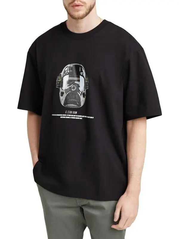 G-star Raw Mask Boxy Fit Organic Cotton Graphic T-shirt - Dk Black