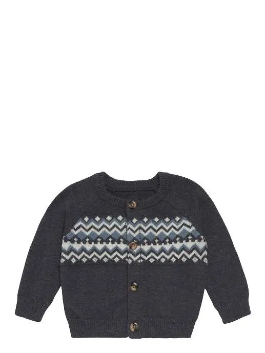 MODERN MOMENTS™ BY GERBER Fair Isle Cardigan Sweater - Dark Grey