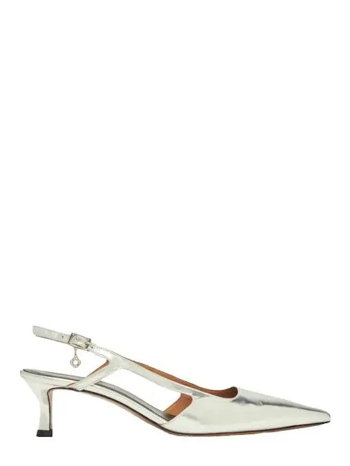Maje Strappy Leather High Heel Pumps - Silver