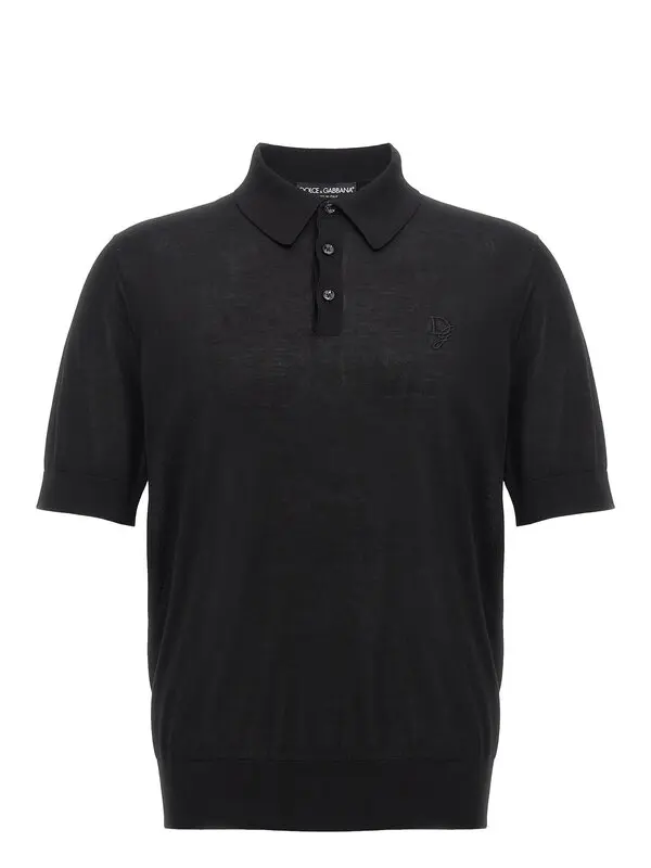 Dolce & Gabbana Knitted Polo Shirt - Black