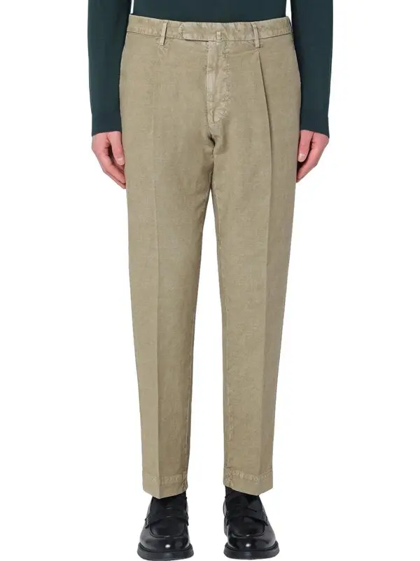 SANTANIELLO Cotton And Linen Trousers - Green