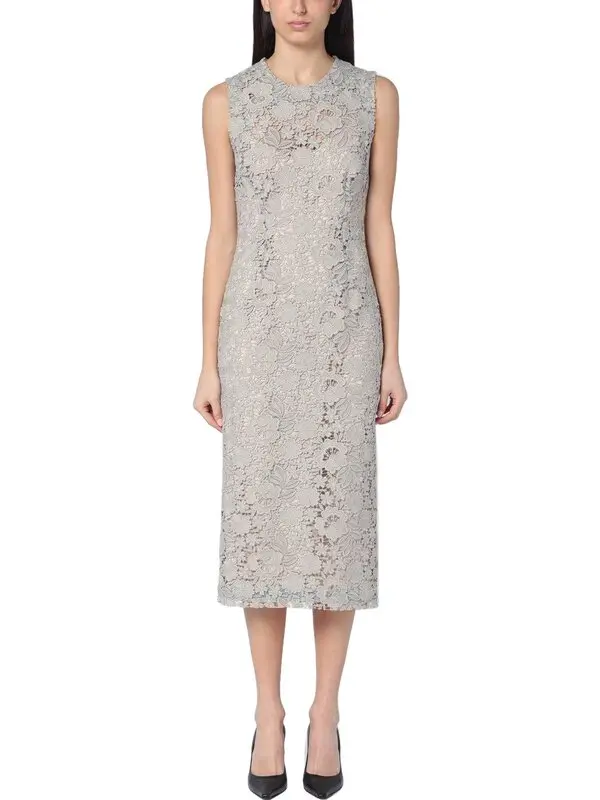 P.a.r.o.s.h Lace Midi Dress - Grey