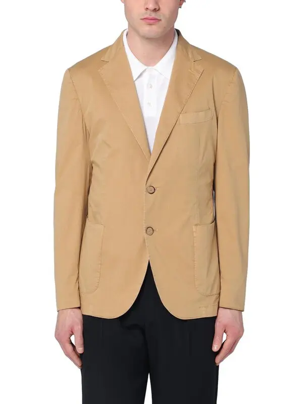 SANTANIELLO Single-breasted Cotton Jacket - Beige