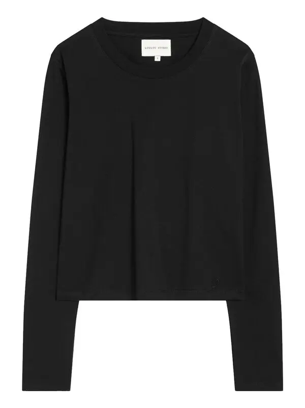 LOULOU STUDIO Cotton Crew Neck T Shirt - Black