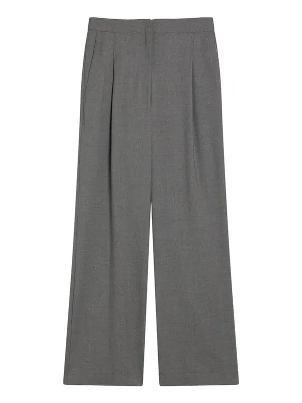 LOULOU STUDIO Wide Leg Wool Pants - Grey