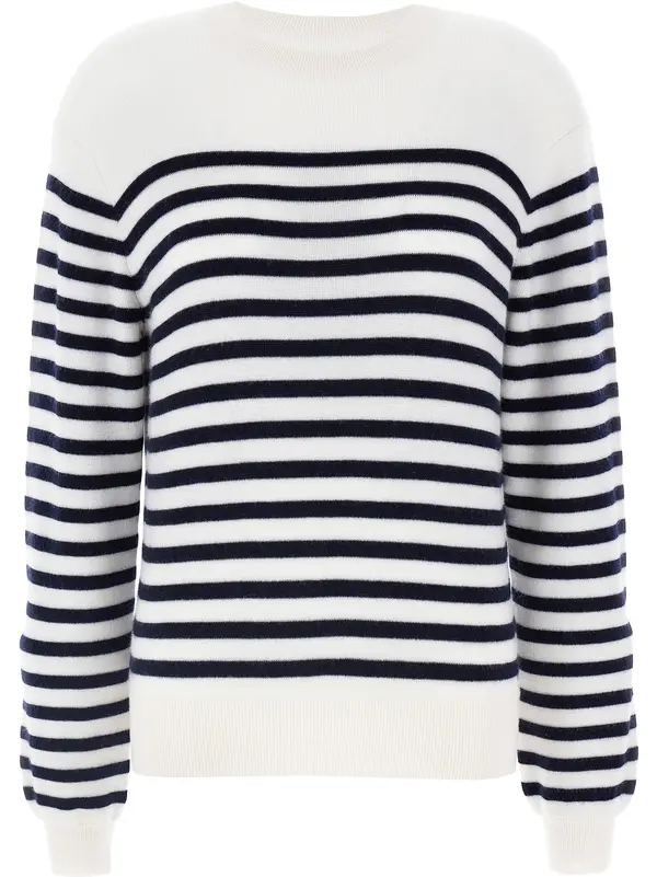 Khaite Viola Striped Cashmere Sweater - White/black