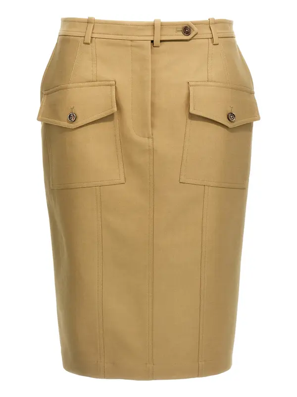 TOM FORD Cotton Pencil Midi Skirt - Green