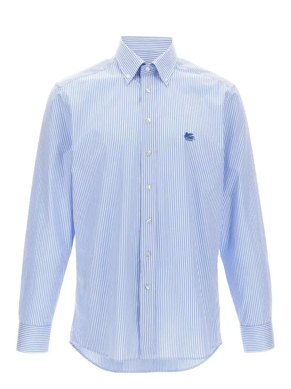 Etro Pegaso' Striped Shirt - Light Blue
