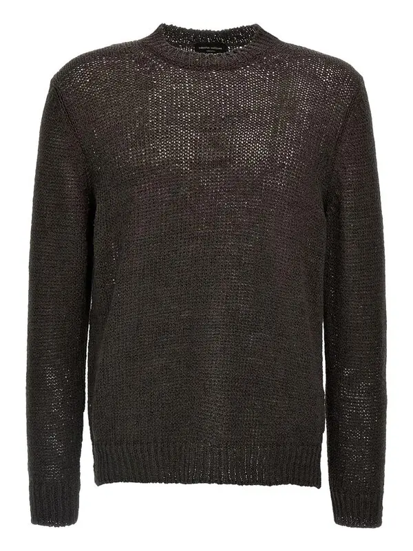 ROBERTO COLLINA Mesh Knit Sweater - Brown