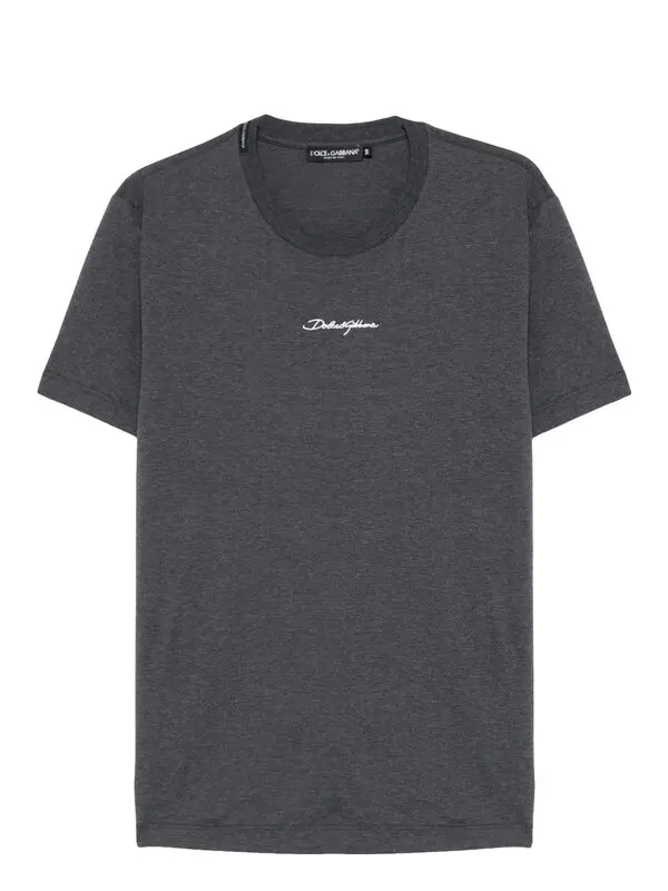 Dolce & Gabbana Logo-embroidered Cotton T-shirt - Grey