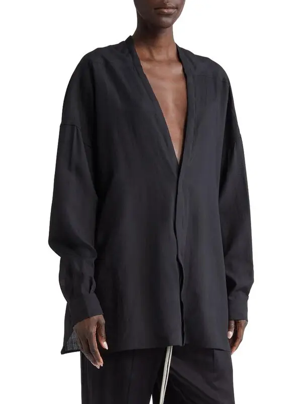 Rick Owens Lido Larry Virgin Wool Shirt - Black