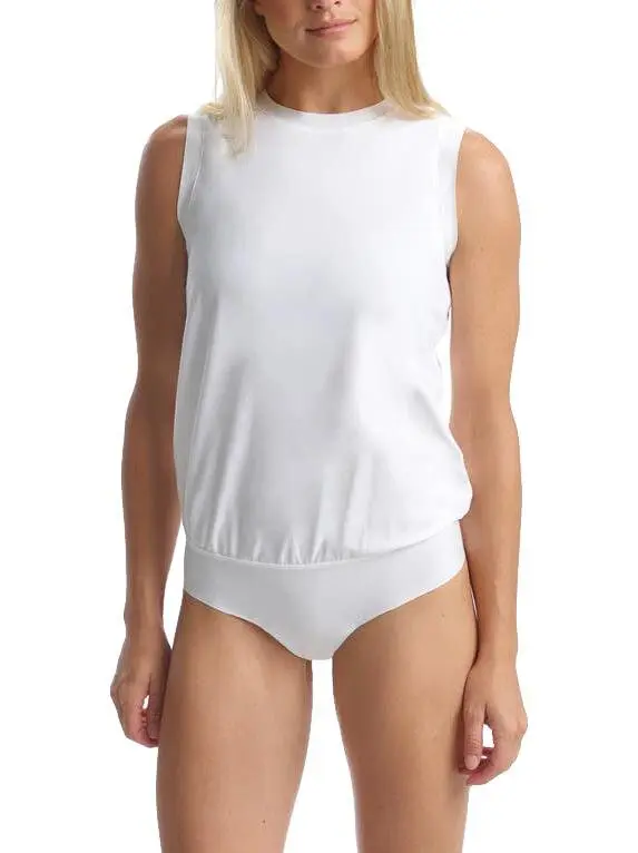 Commando Essential Cotton Muscle Thong Bodysuit - White