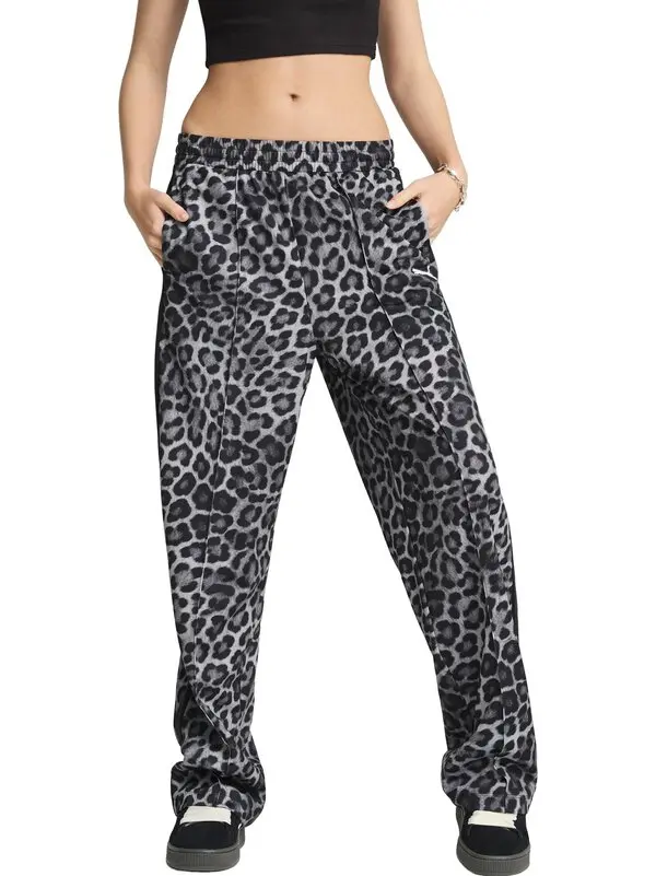 PUMA T7 Leopard Luxe Animal Print Track Pants - Black