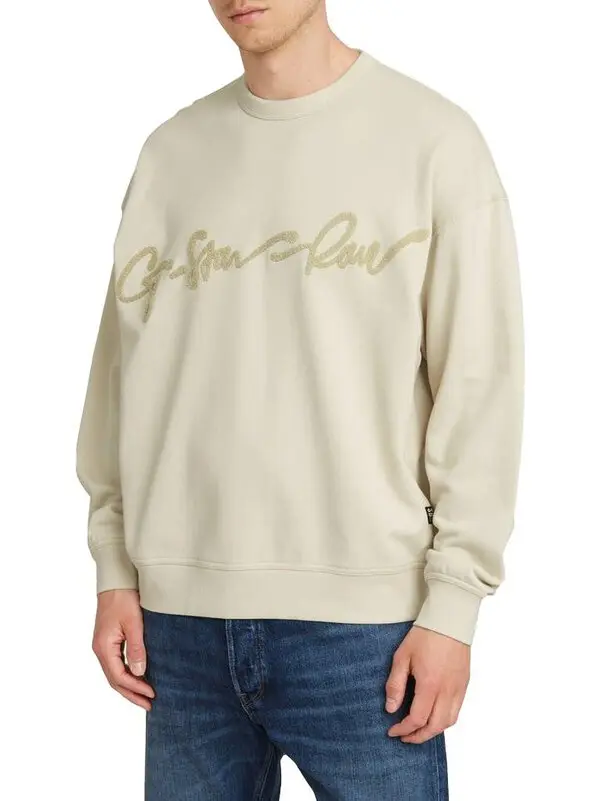 G-star Raw Chenille G-script Organic Cotton Sweatshirt - Whitebait