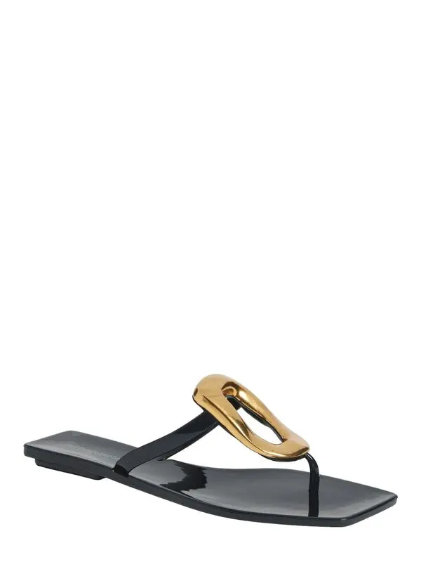 Jeffrey Campbell Linques Flip Flop - Black Shiny Gold