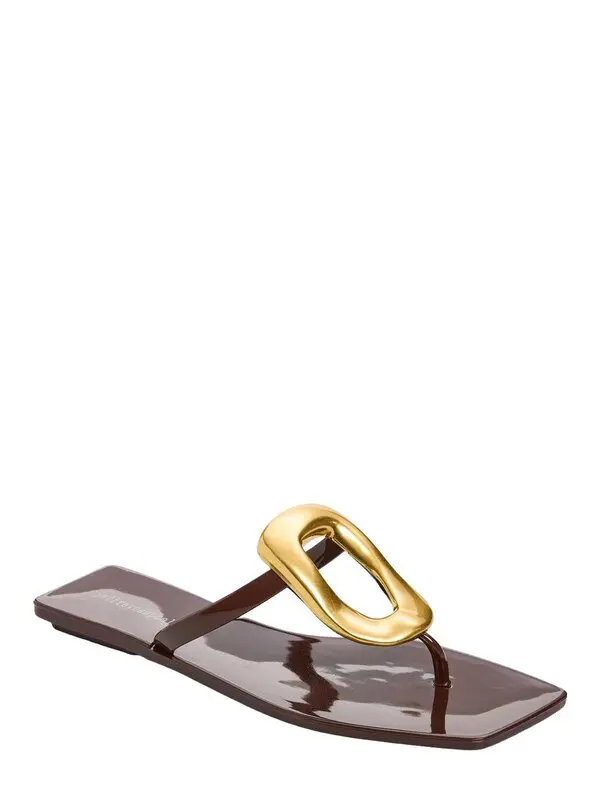 Jeffrey Campbell Linques Flip Flop - Dark Brown Shiny Gold
